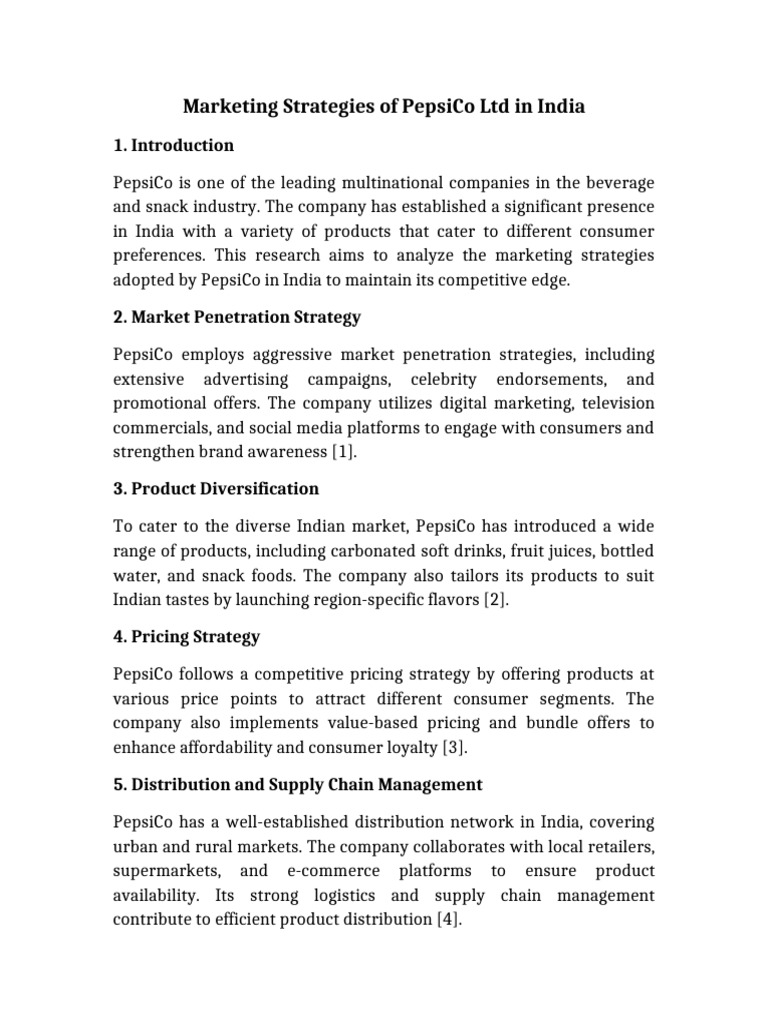 PepsiCo Marketing Strategies | PDF | Pepsi Co | Corporate Social ...