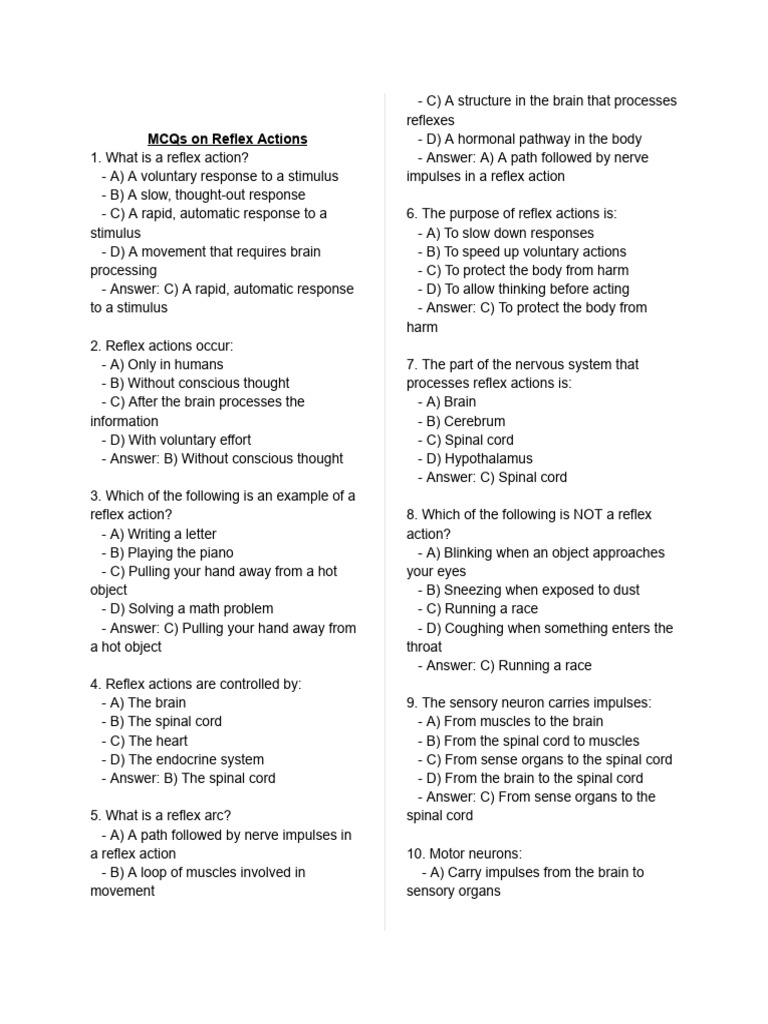 Understanding Reflex Actions | PDF | Brain | Neuron