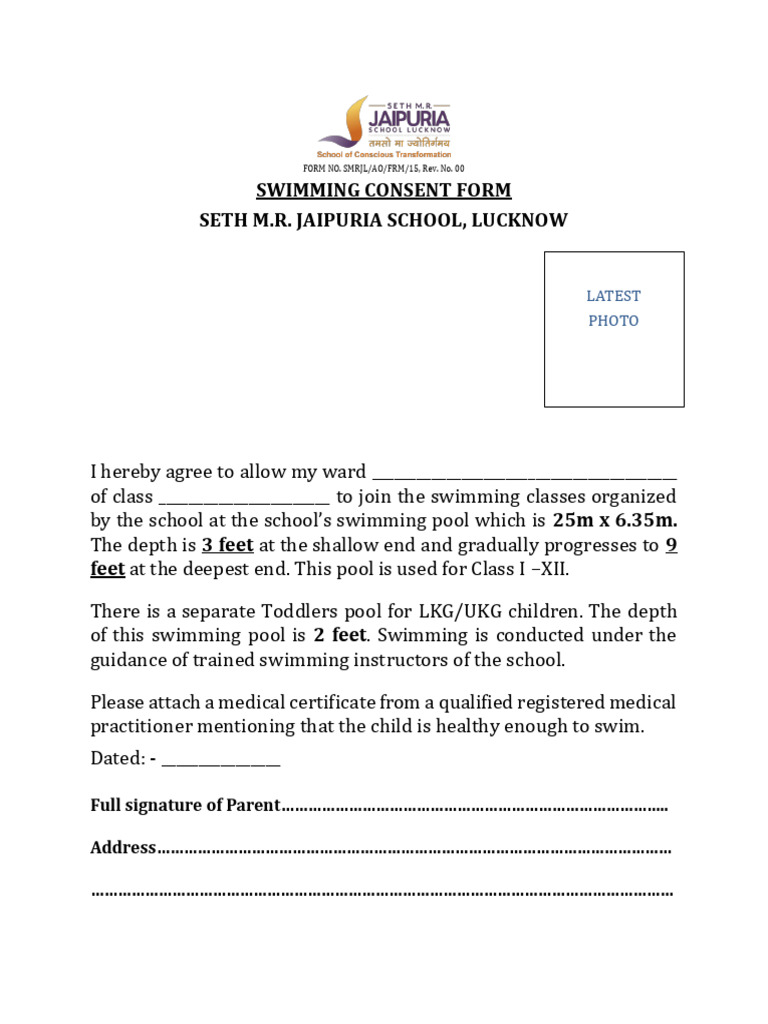 Swimming Consent 2025 26 | PDF