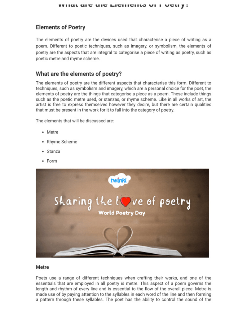 What Are The Elements of Poetry - Twinkl Teaching Wiki | PDF | Poetry ...