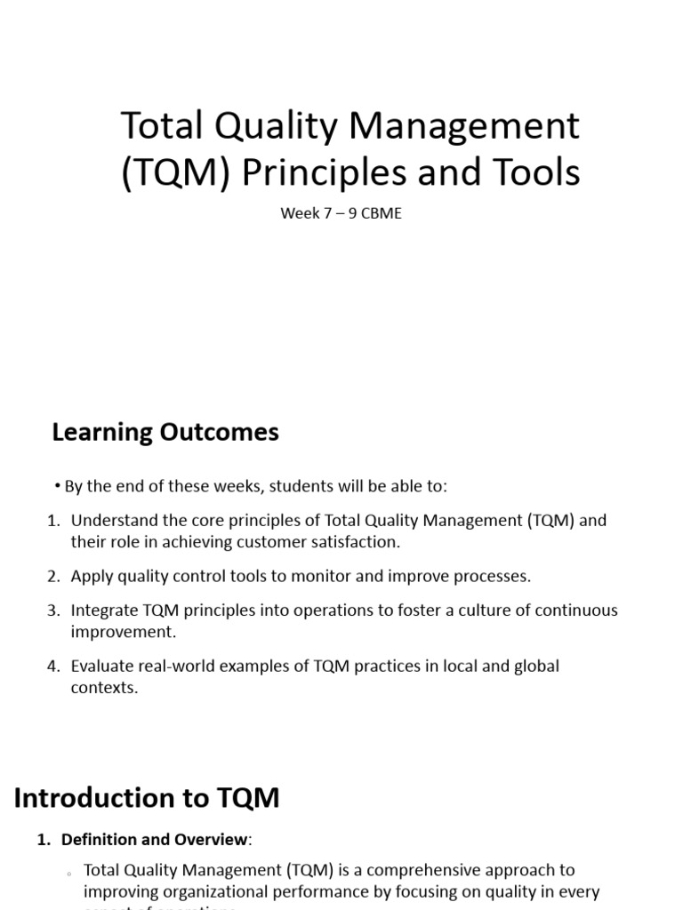Eek 7 9 Total Quality Management TQM Principles and | PDF | Quality Management | Business Process