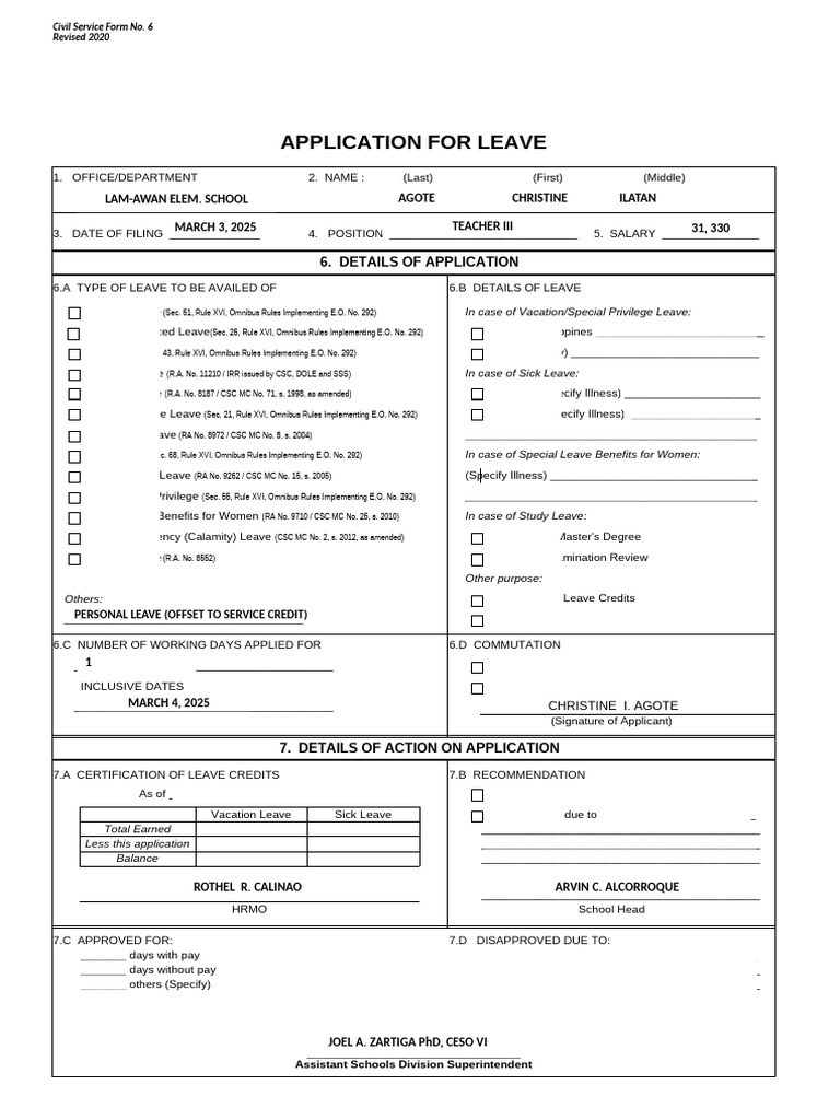 Leave Application Form Guidelines | PDF | Parental Leave | Sick Leave