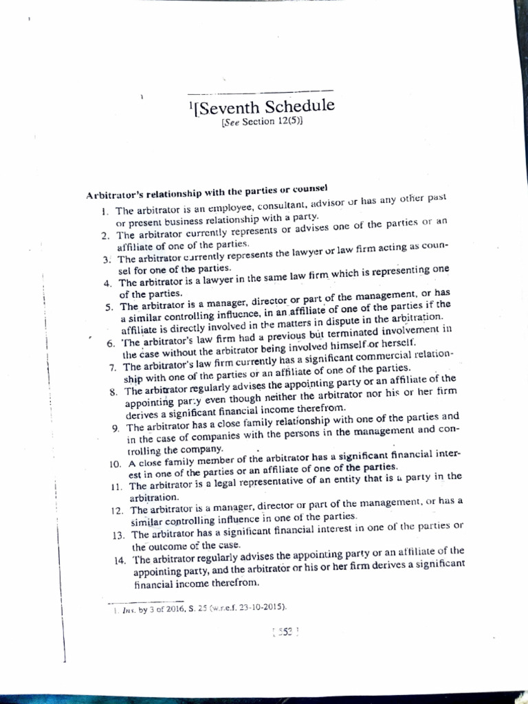 7th schedule | PDF | Arbitration | Dispute Resolution
