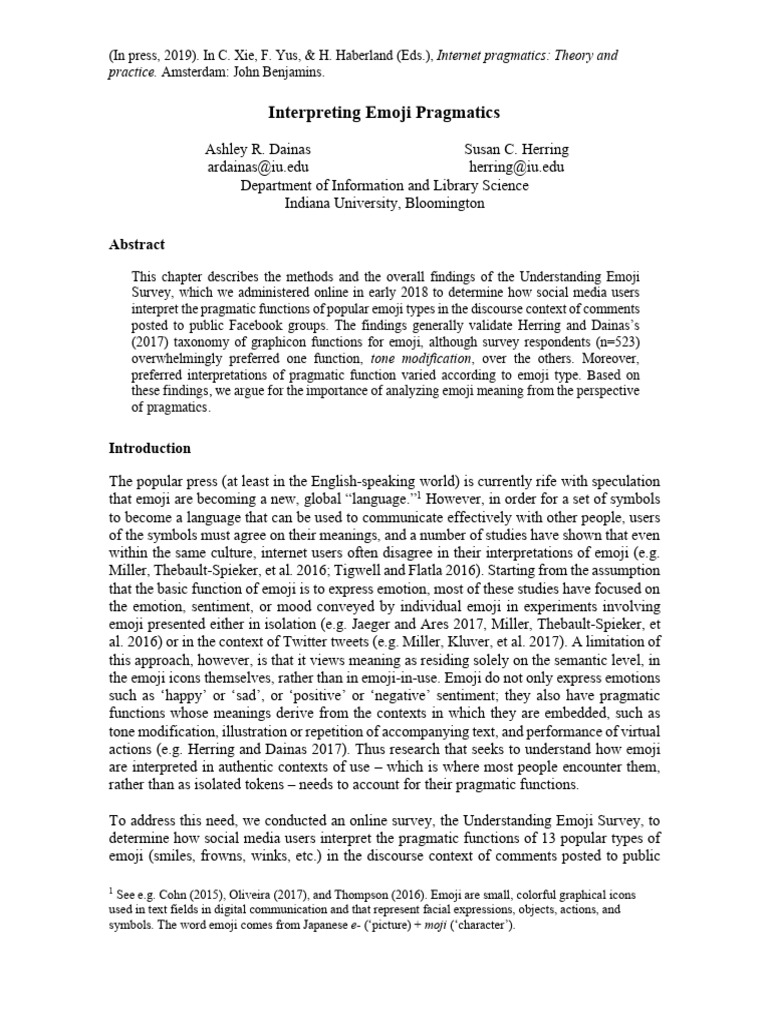 Interpreting Emoji Pragmatics | PDF | Semantics | Emotions