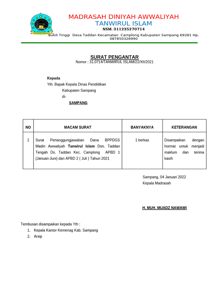 B. Surat Pengantar SPJ BPPDGS | PDF