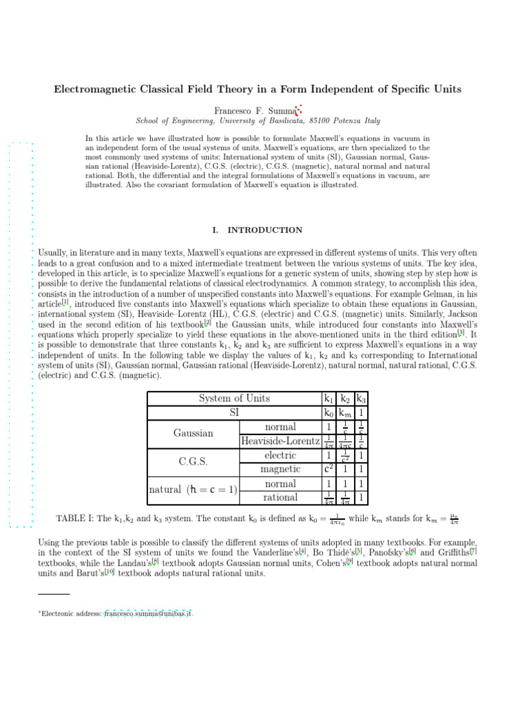 Electromagnetic Classical Field Theory in A Form Independent of ...