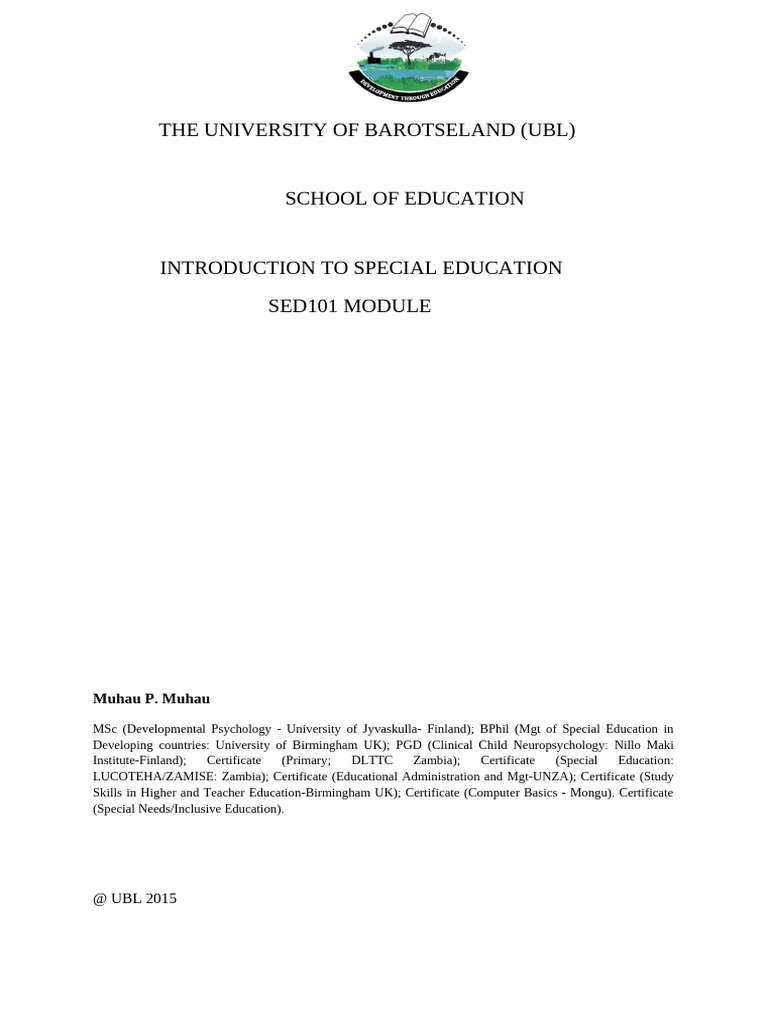 Sed101 - Introduction To Special Education (Edited) | PDF | Special ...