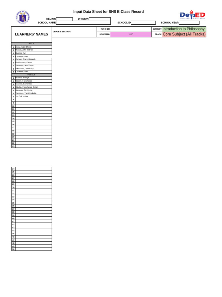 SHS E Class Record With Automated MPS | PDF