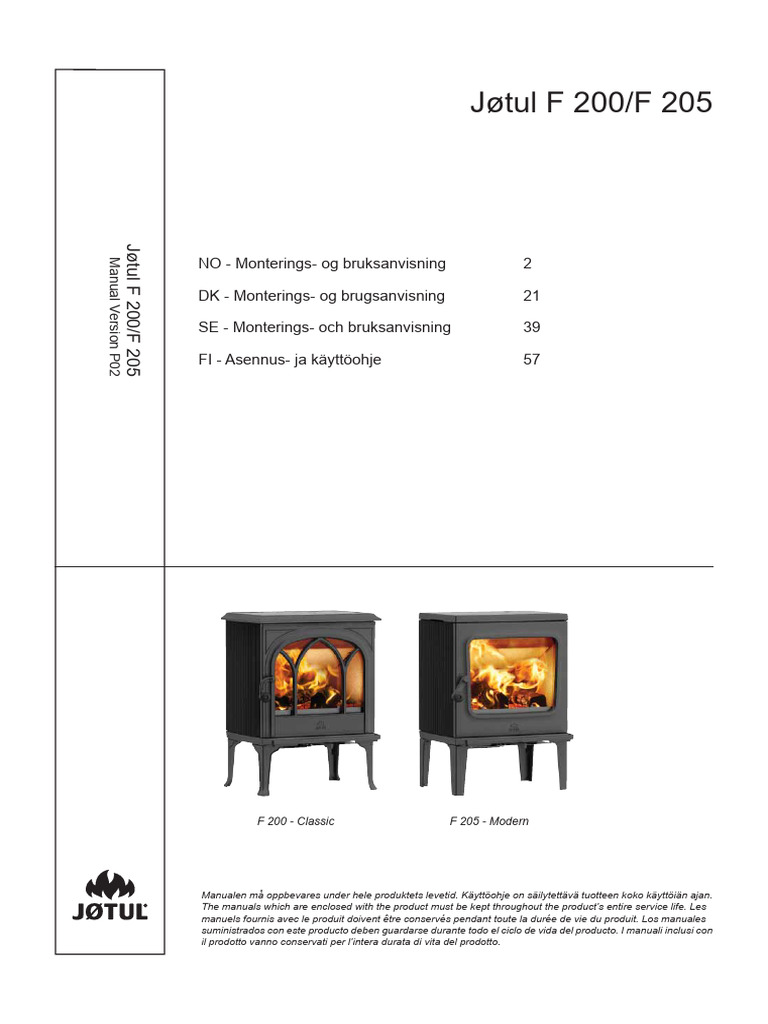 Jøtul F205 vedovn | PDF