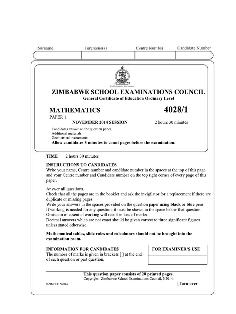 Maths Paper 1 Nov 2014 | PDF