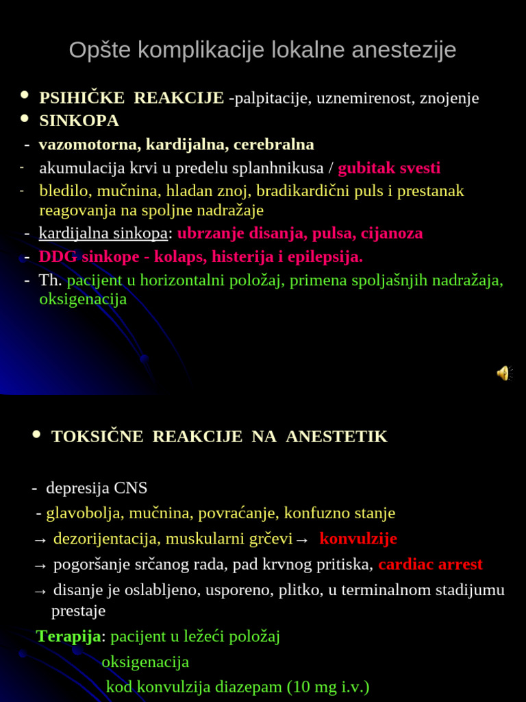 Opste Koplikacije Lokalne Anestezije | PDF