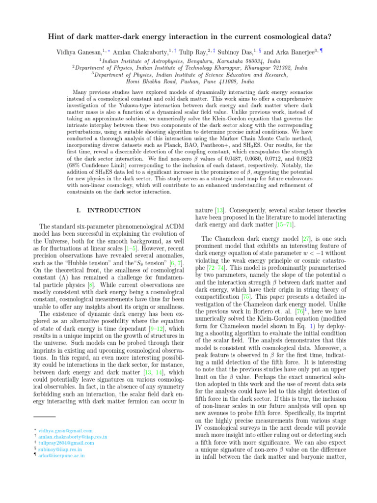 Hint of Dark Matter-Dark Energy Interaction in The Current Cosmological ...