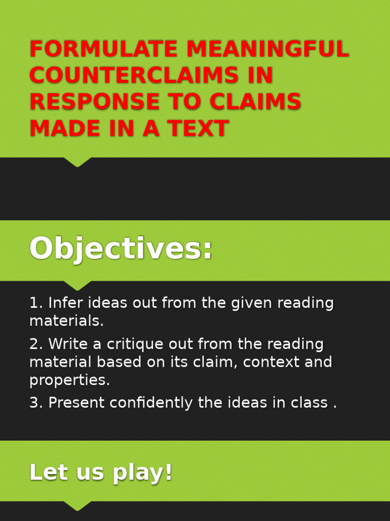 Crafting Effective Counterclaims in Debate | PDF