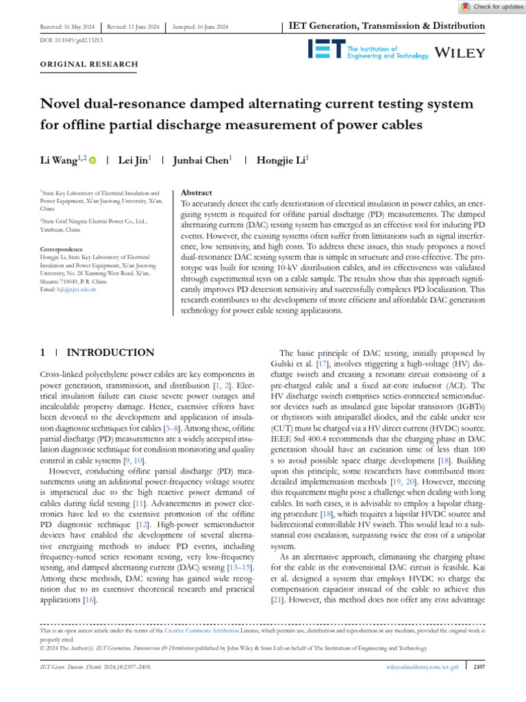 IET Generation Trans Dist - 2024 - Wang - Novel Dual Resonance Damped ...