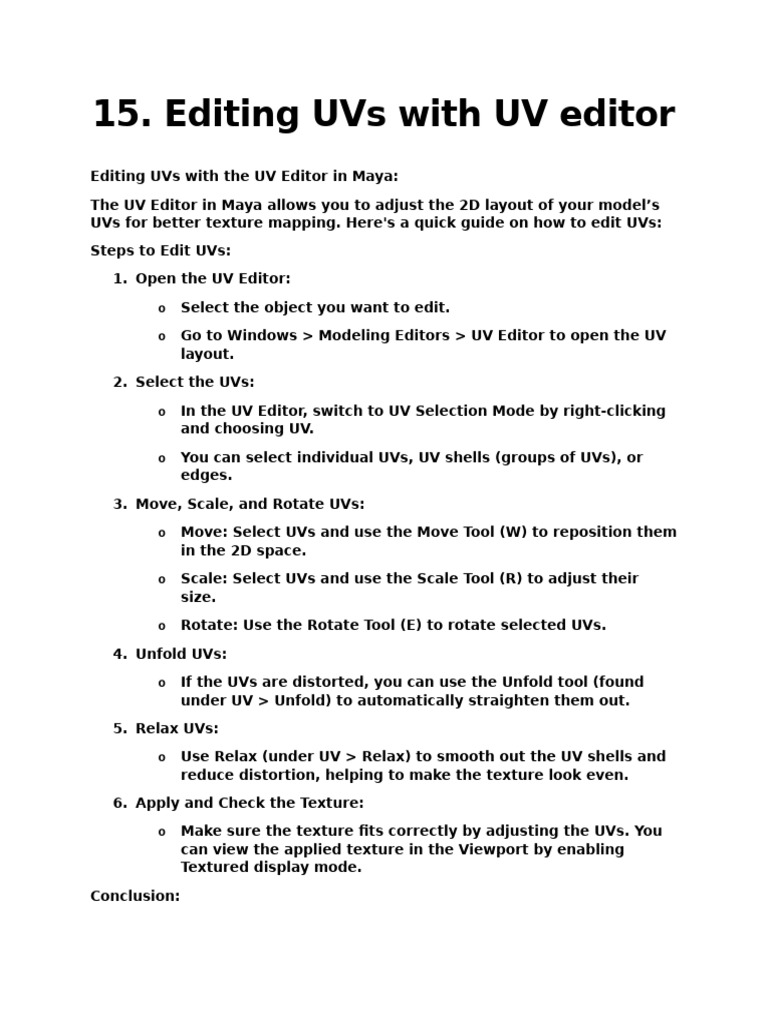 Editing UVs With UV Editor | PDF