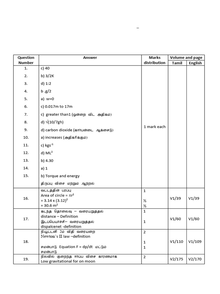 11th Phy SET B Key Half Yearly 2022 | PDF | Physics