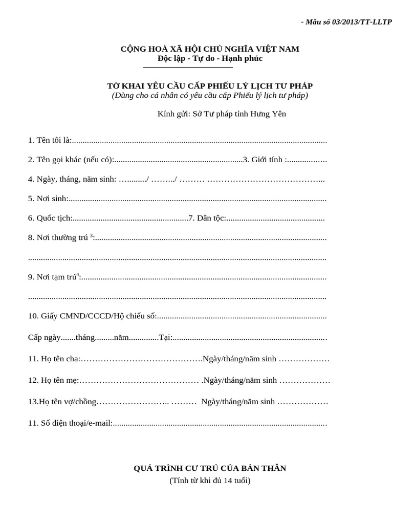 Mau 03 To Khai Cap Phieu LLTP 082023 | PDF