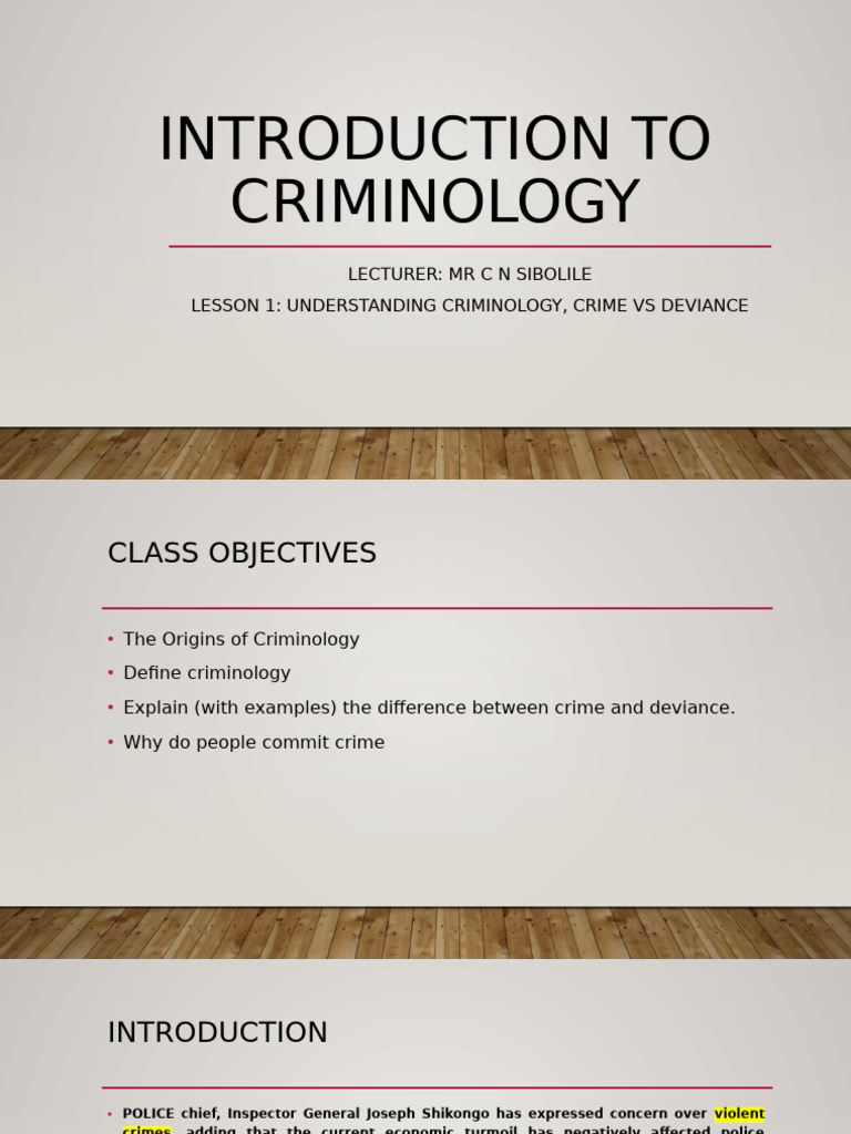Lesson 1 - What is Criminology, Crime and Deviance-1 | PDF ...