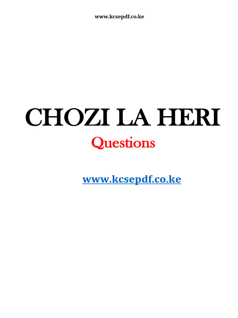 Chozi La Heri Kcse Questions | PDF