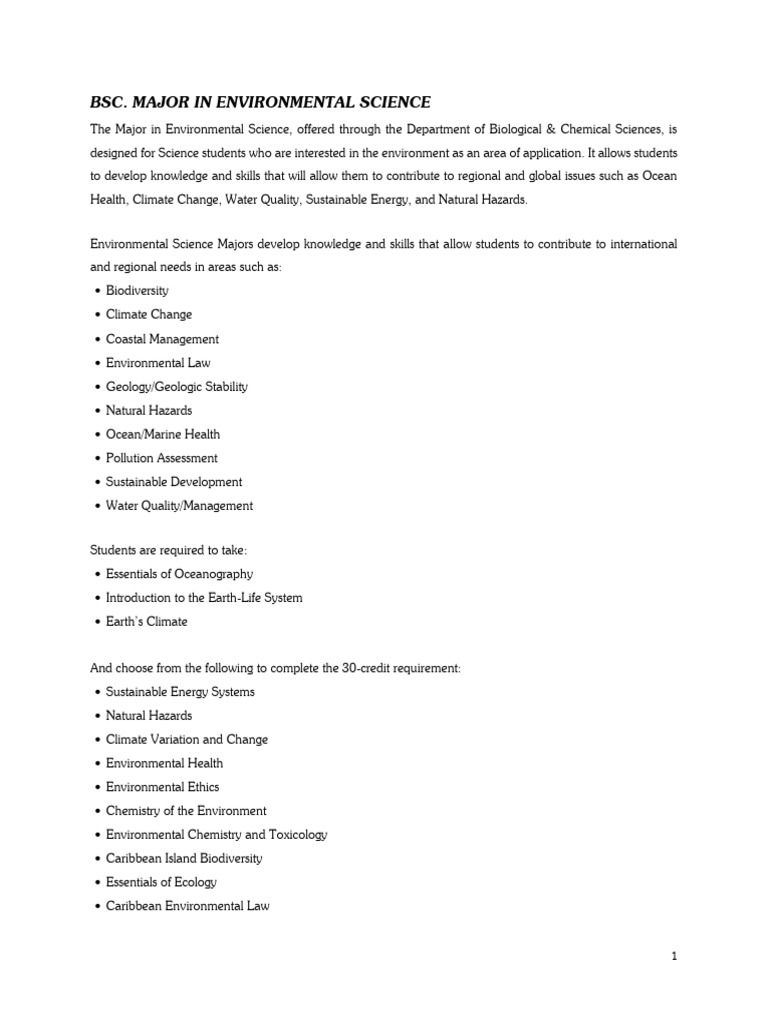 UWI Cavehill Major-Minor-in-Environmental-Science | PDF | Environmental ...