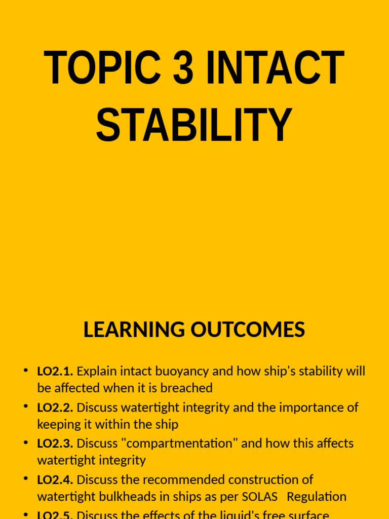 Topic 3 Intact Stability | PDF | Ships | Water Transport