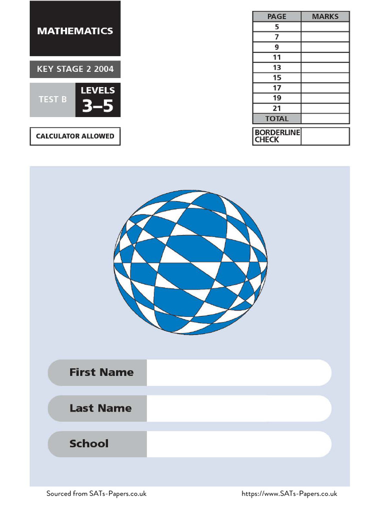 Ks2 Mathematics 2004 Test B | PDF