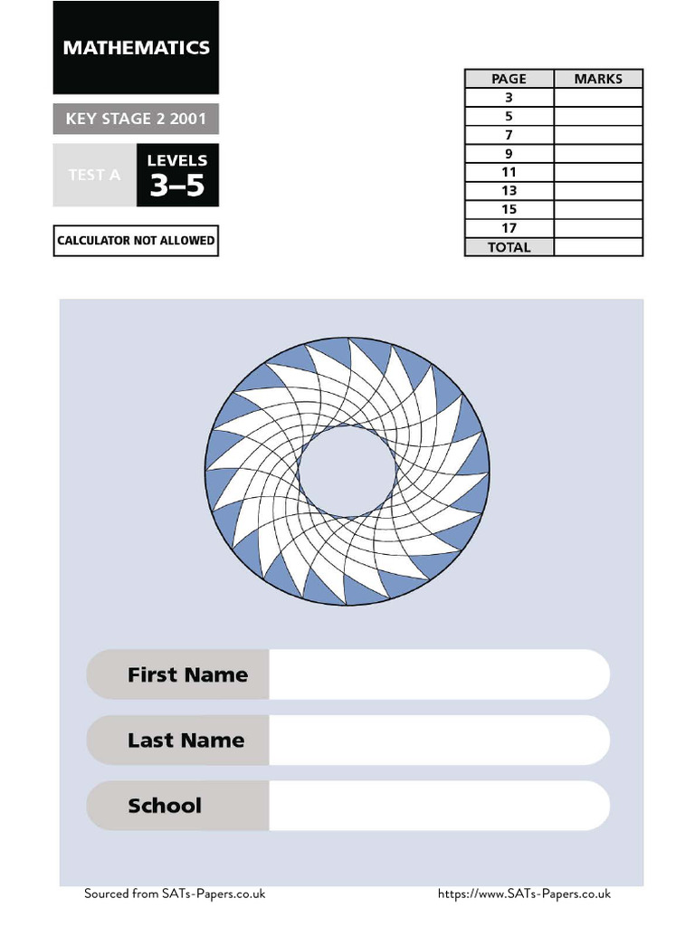 Ks2 Mathematics 2001 Test A | PDF