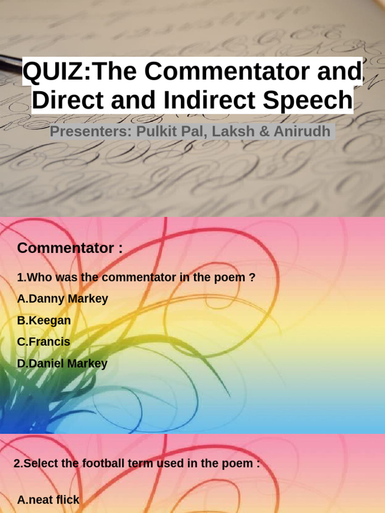 Class 8 Quiz on "The Commentator" Poem | PDF
