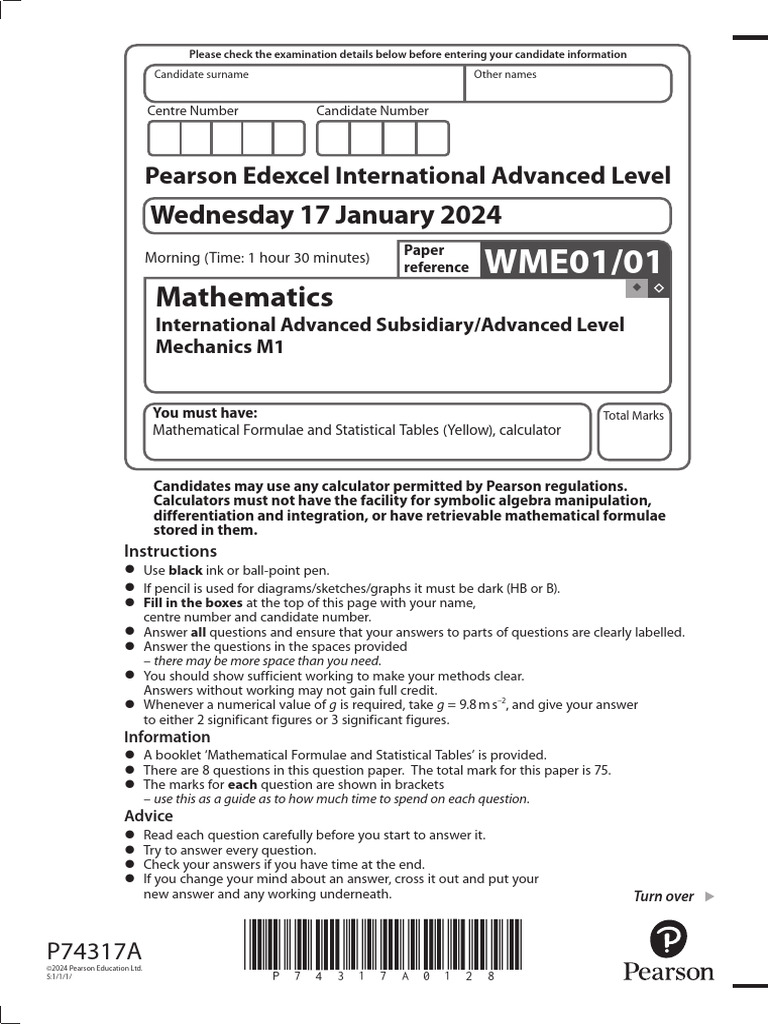 Wme-January 2024 QP | PDF | Force | Collision