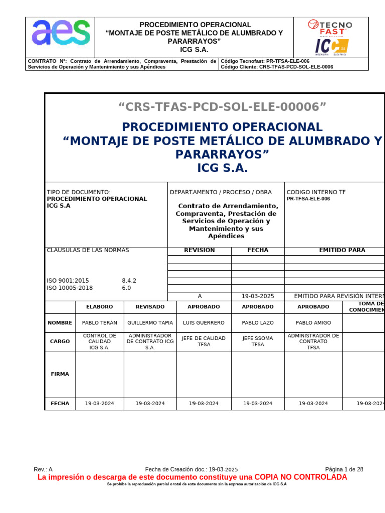 CRS Tfas PCD Sol Ele 0006 - A | PDF | Seguridad y salud ocupacional