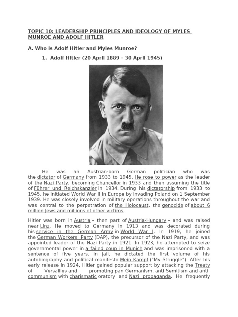 CFLM Topic 10 Leadership Principles | PDF | Nazi Germany | Adolf Hitler