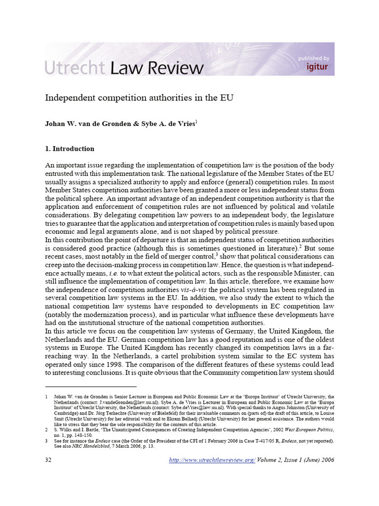 EU Independent Competition Authorities | PDF | Competition Law ...