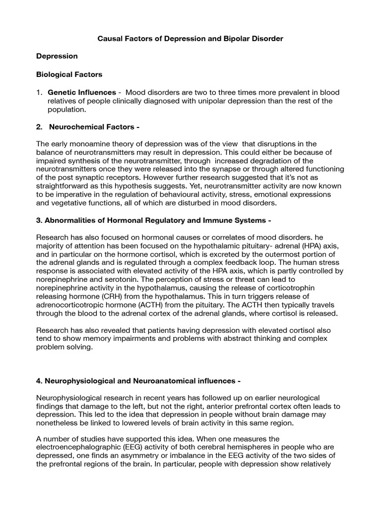 Depression and Bipolar Causal Factors | PDF | Major Depressive Disorder ...