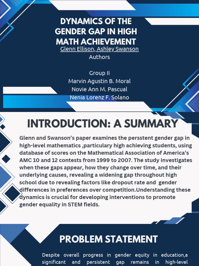 Dynamics of The Gender Gap in High Math Achievement 2 | PDF ...