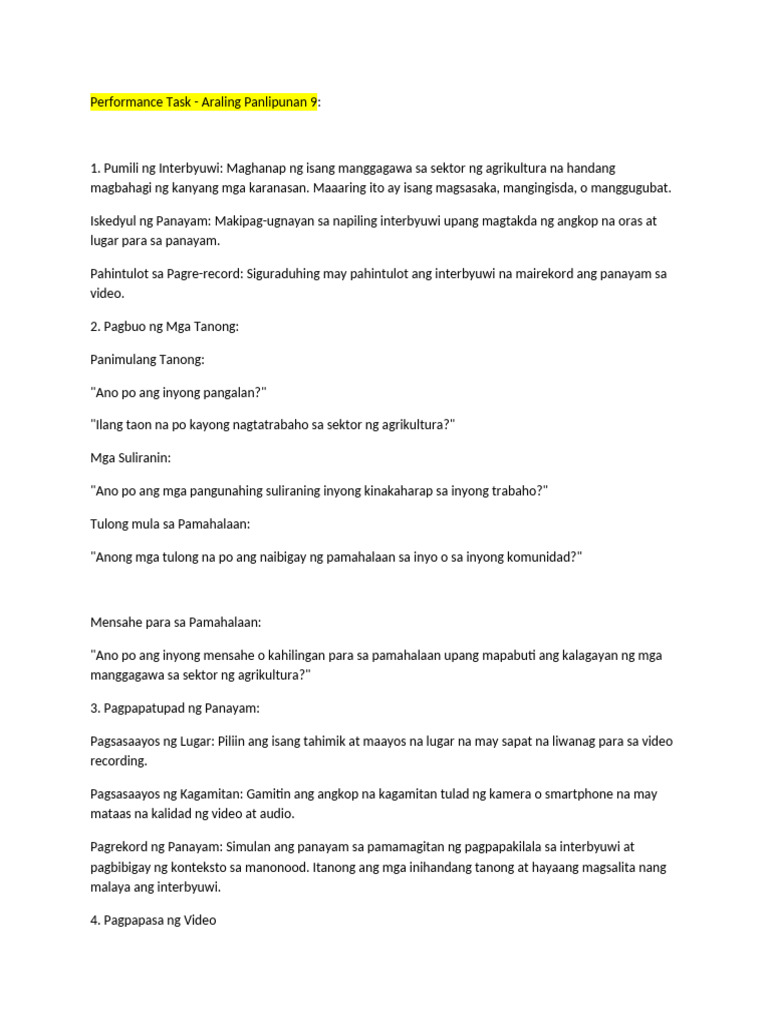 Performance Task - AP9 | PDF