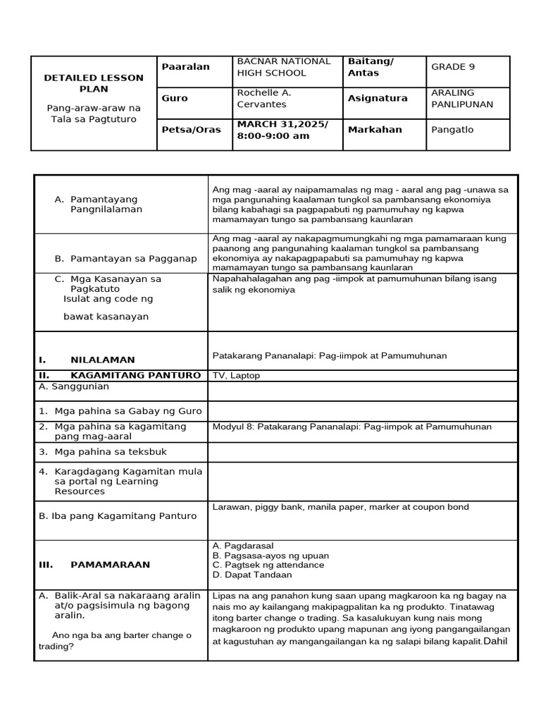 APAN 9 (DLP) - Patakarang Pananalapi - Pag-Iimpok at Pamumuhunan | PDF