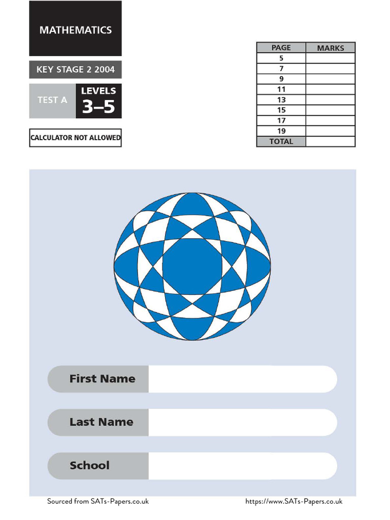 Ks2 Mathematics 2004 Test A | PDF