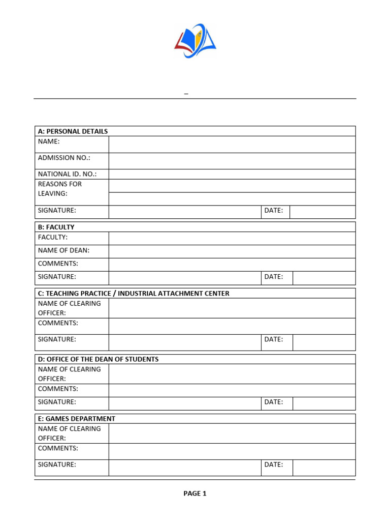 Student Clearance Form - 1 | PDF
