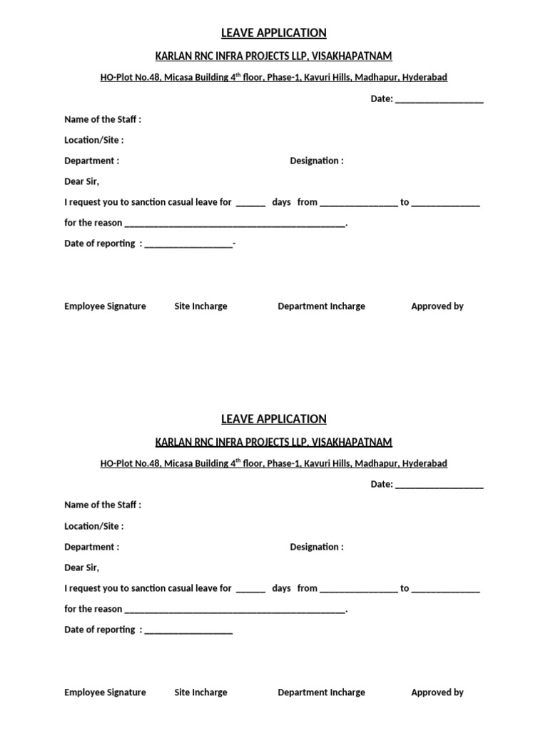 Leave letter format | PDF