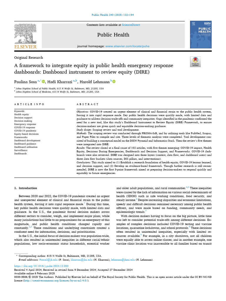 Integrating Equity in Public Health Dashboards | PDF | Health Equity ...