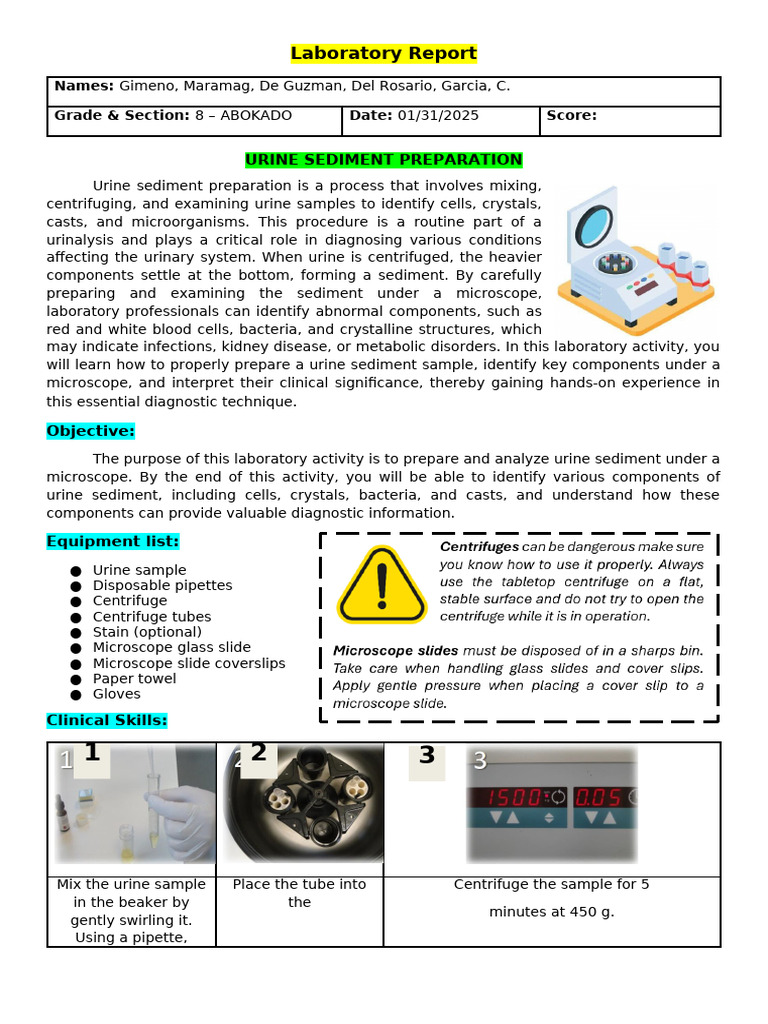 URINE-SEDIMENT-PREPARATION | PDF | Medical Specialties