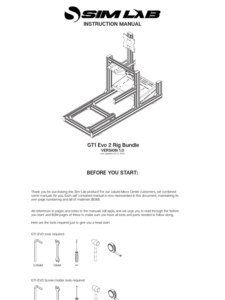 Sim-Lab GT1 Evo 2 Rig | PDF