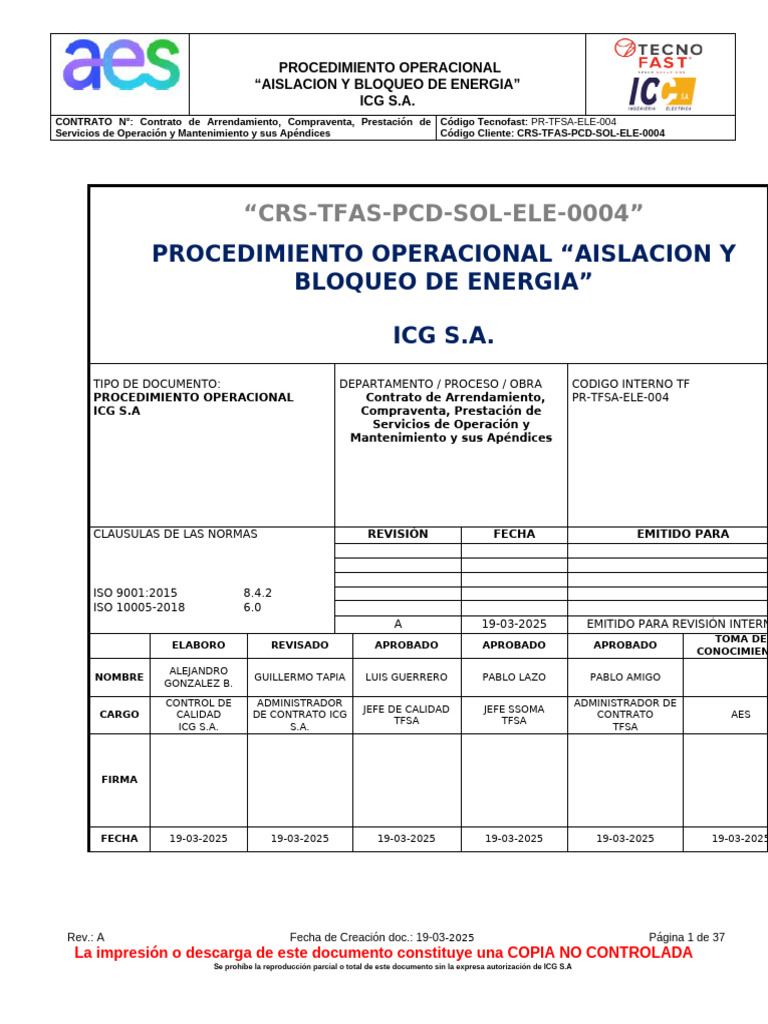 CRS Tfas PCD Sol Ele 0004 - A | PDF | Cambiar | Seguridad y salud ...
