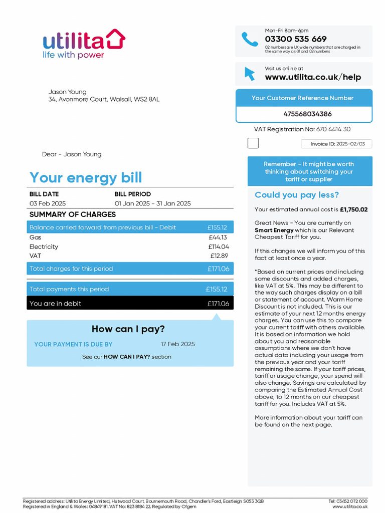 Utility Bill Jason Young | PDF