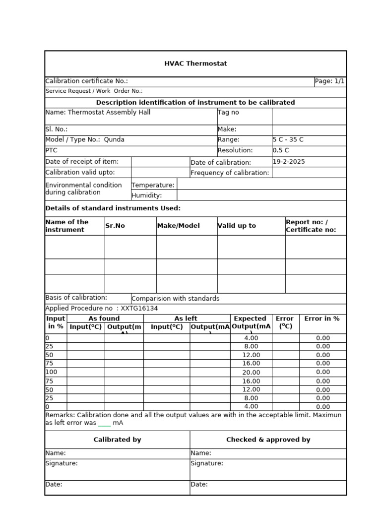 RTD-Temperature-transmitter-calibration-report-template | PDF | Calibration