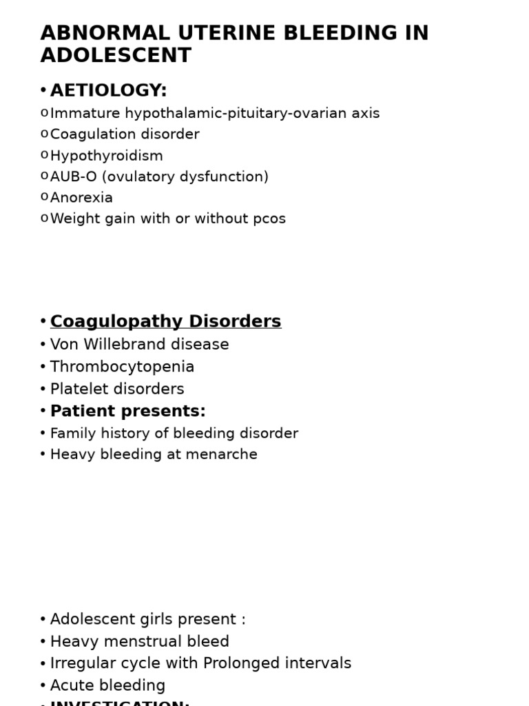 Causes of Abnormal Uterine Bleeding in Teens | PDF
