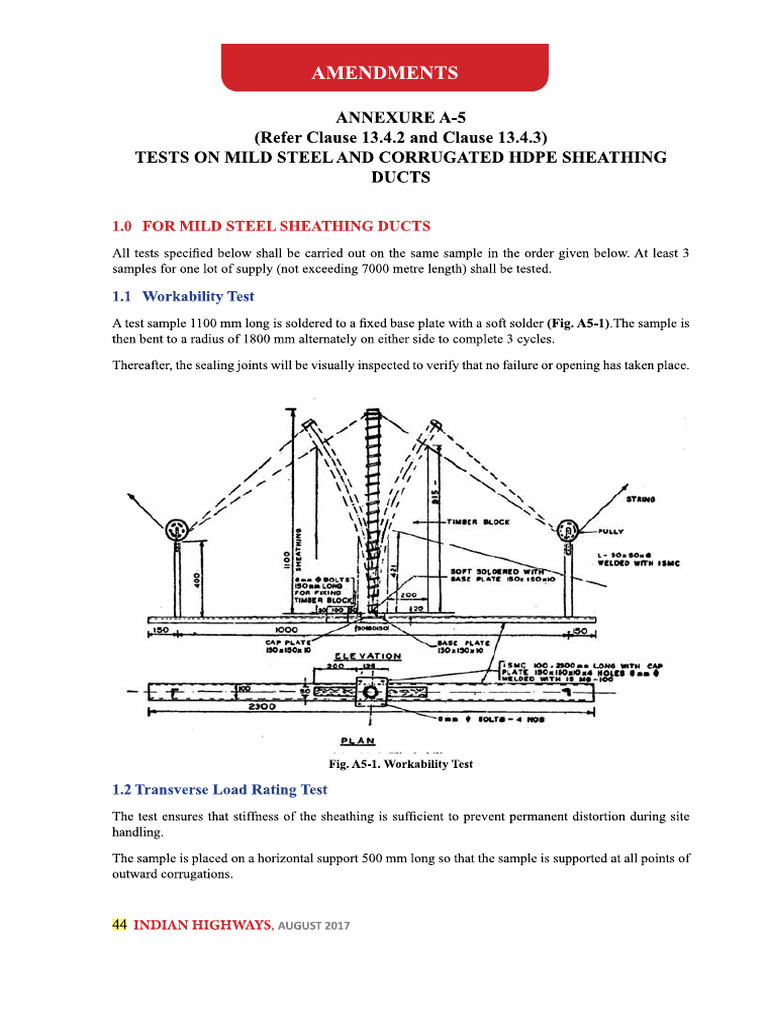 Amendment For HDPE & Mild Steel Sheathing Test | PDF