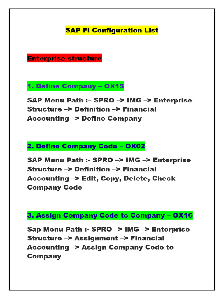 SAP FI path | PDF