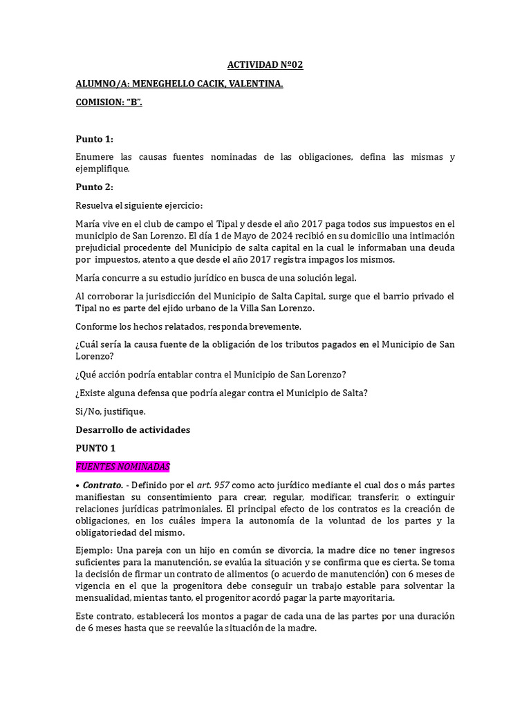 TP N2 Obligaciones. VMC | PDF | Pagos