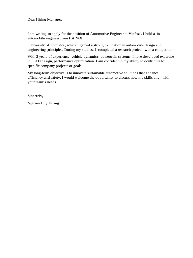 Dear Hiring Manager | PDF